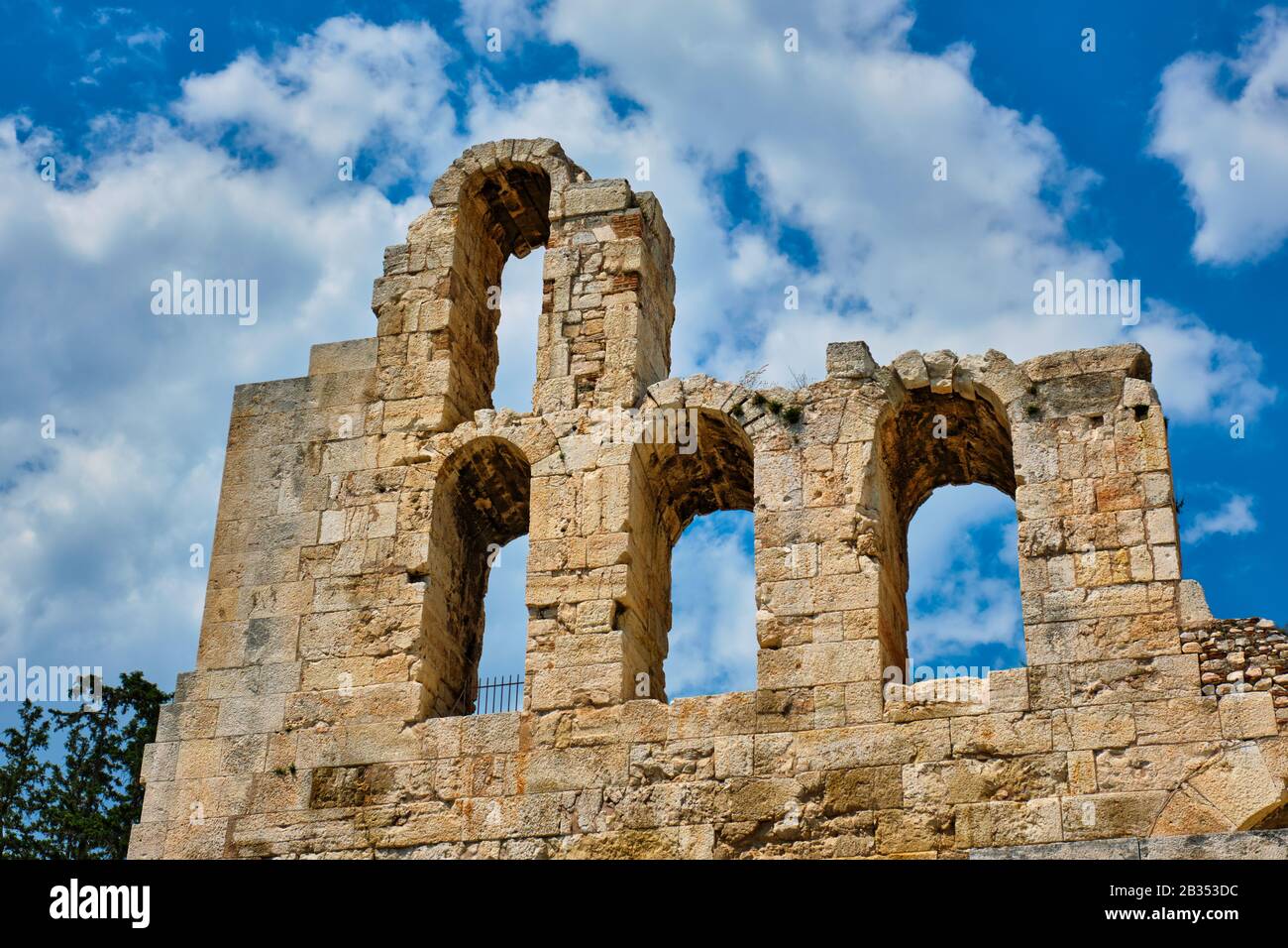 Ruins of Odeon of Herodes Atticus Roman theater. Athens, Greece Stock ...