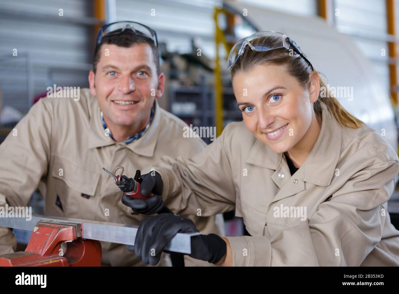 Female welder in metal workshop hi-res stock photography and images - Alamy