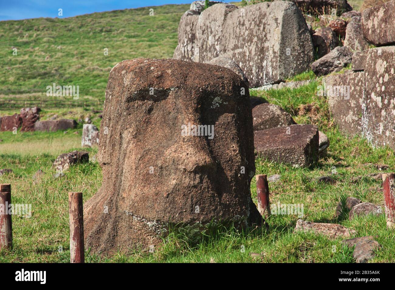 Rapa Nui. The statue Moai in Ahu Vinapu on Easter Island, Chile Stock ...
