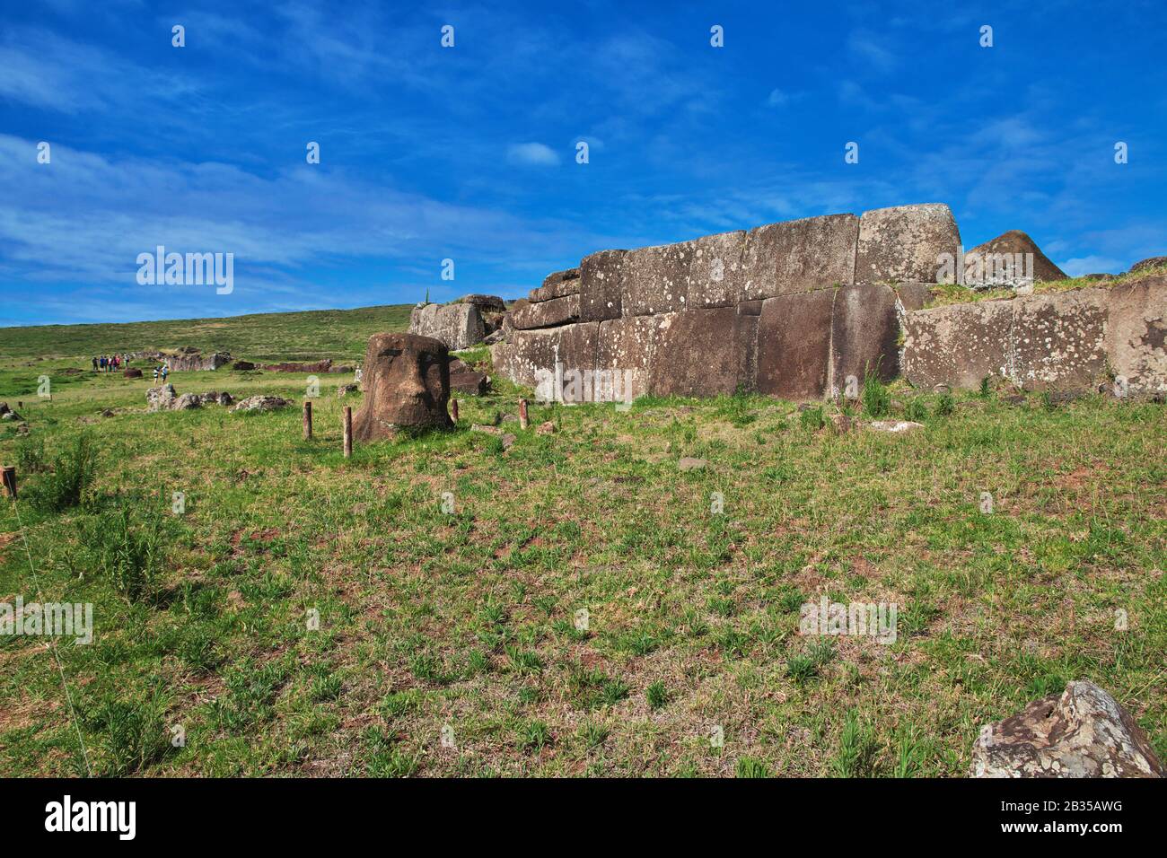 Rapa Nui. The statue Moai in Ahu Vinapu on Easter Island, Chile Stock ...