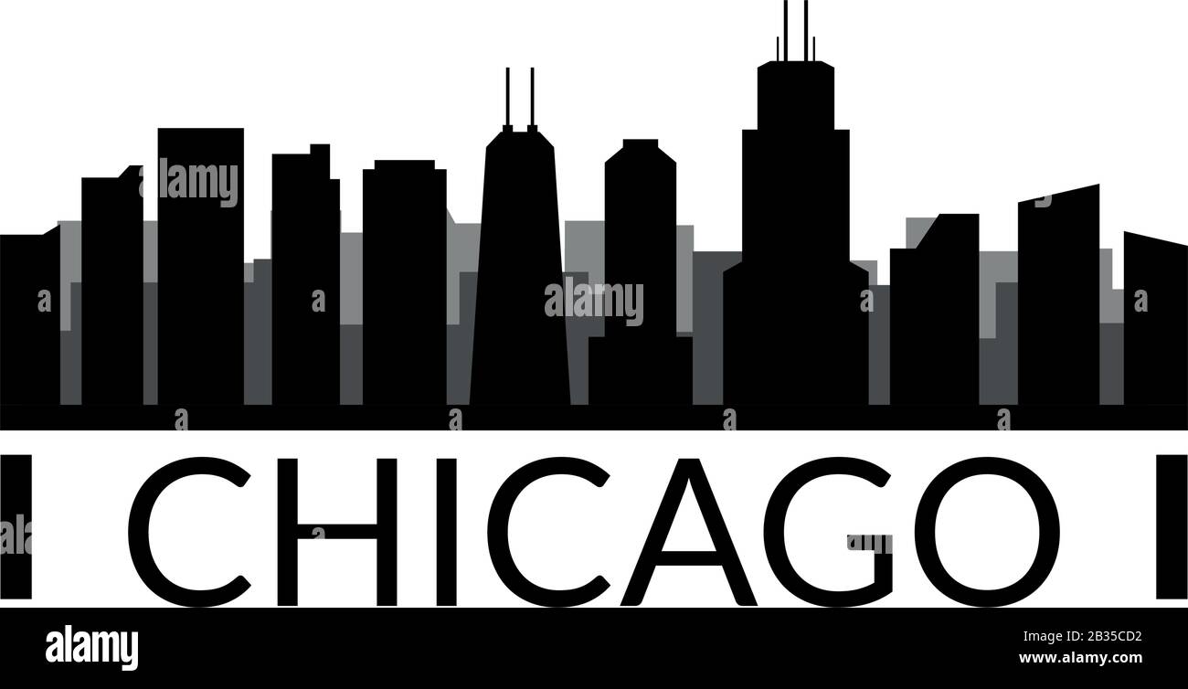 Chicago skyline illustrated in vector on white background Stock Vector ...