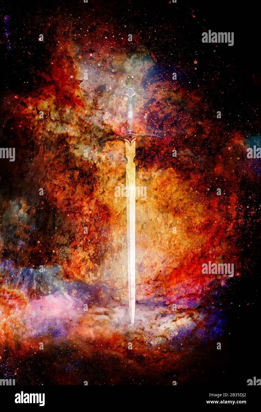 Magyc sword in beautiful cosmic space Stock Photo - Alamy