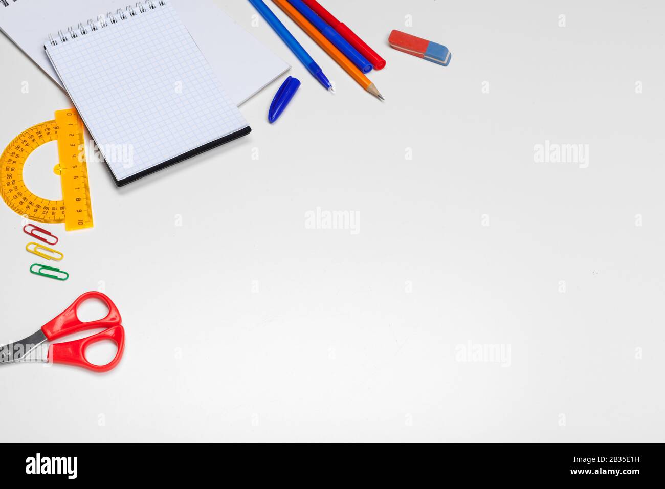 School supplies on white background ready for your design Stock Photo ...