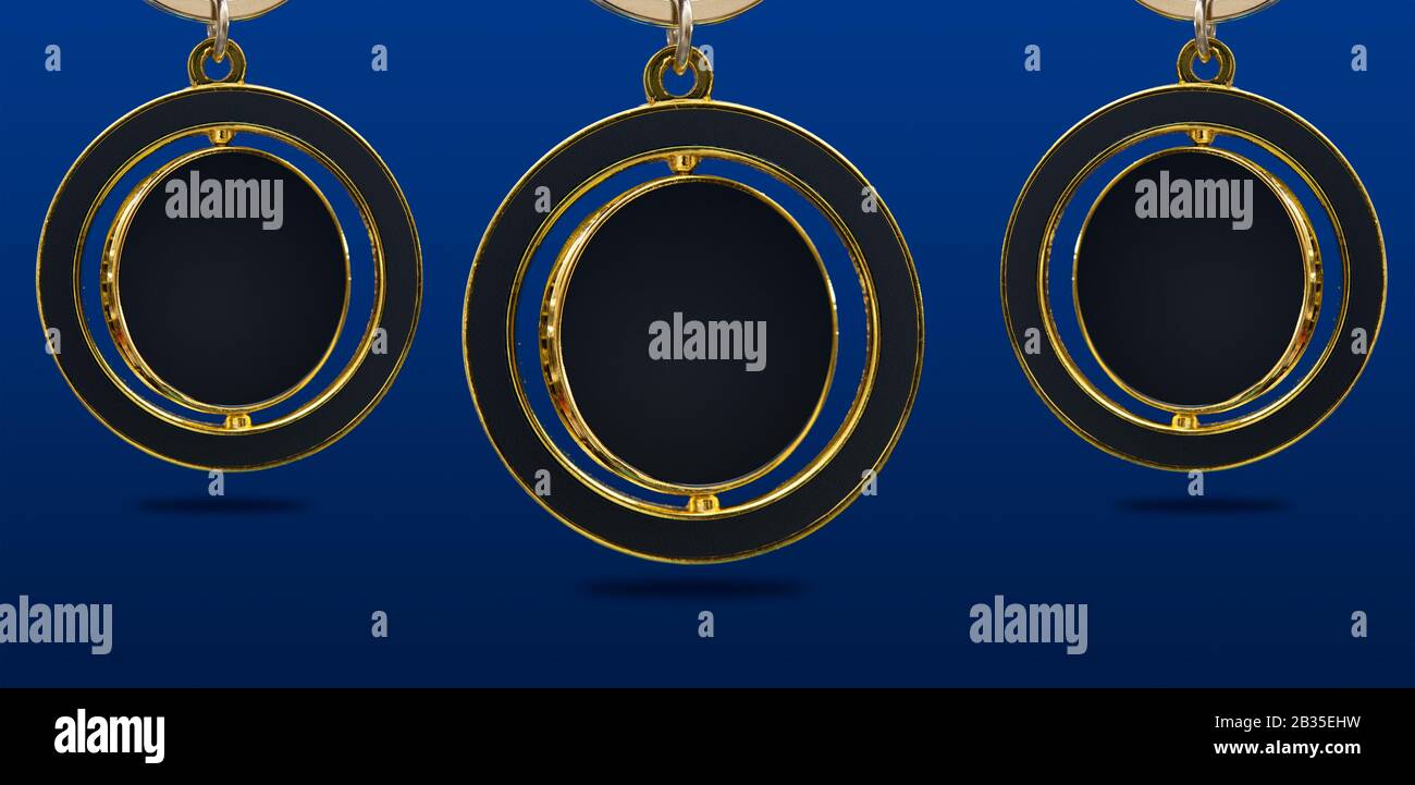 Set of empty gold badges with copy space for your text, close up view ...