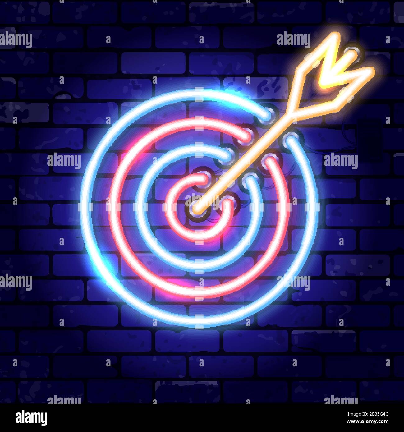 Neon Signboard Arrow Target Stock Vector Image & Art - Alamy