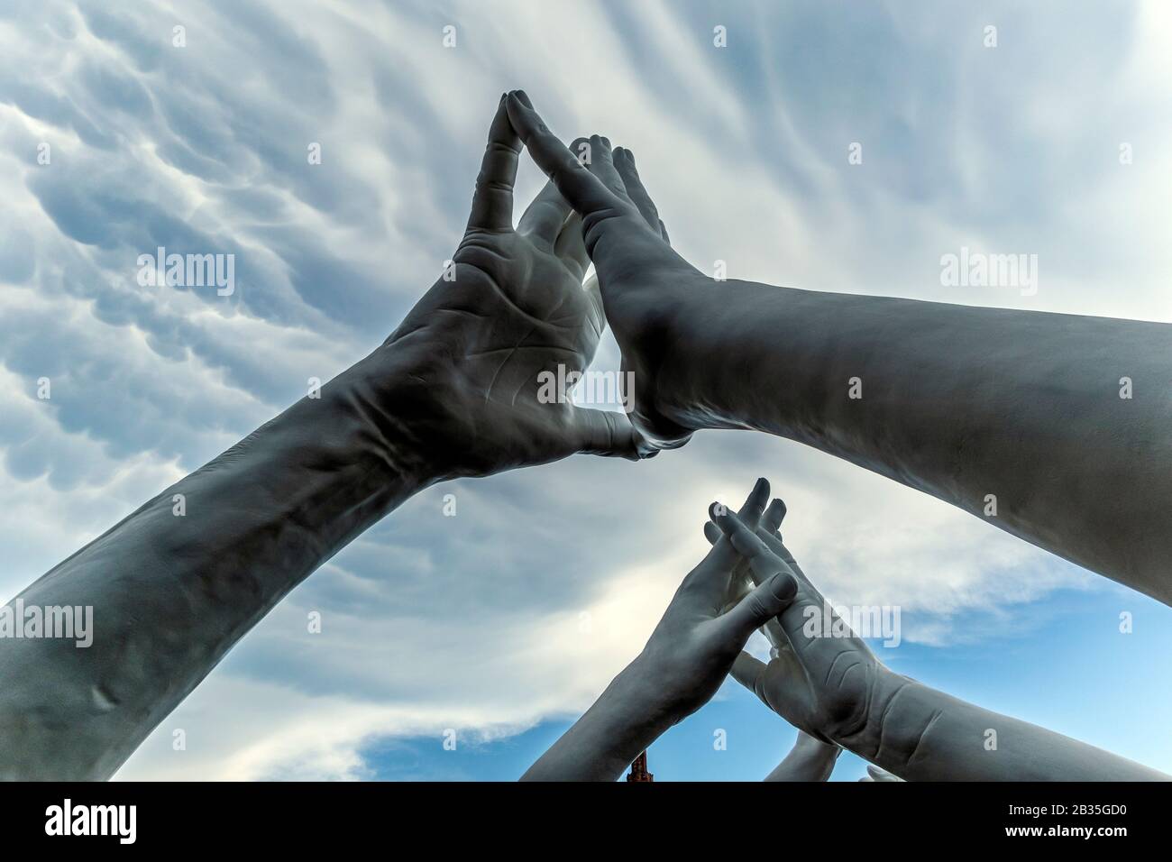 Italian artist Lorenzo Quinn builds bridges over Venice Arsenale, Italy ...