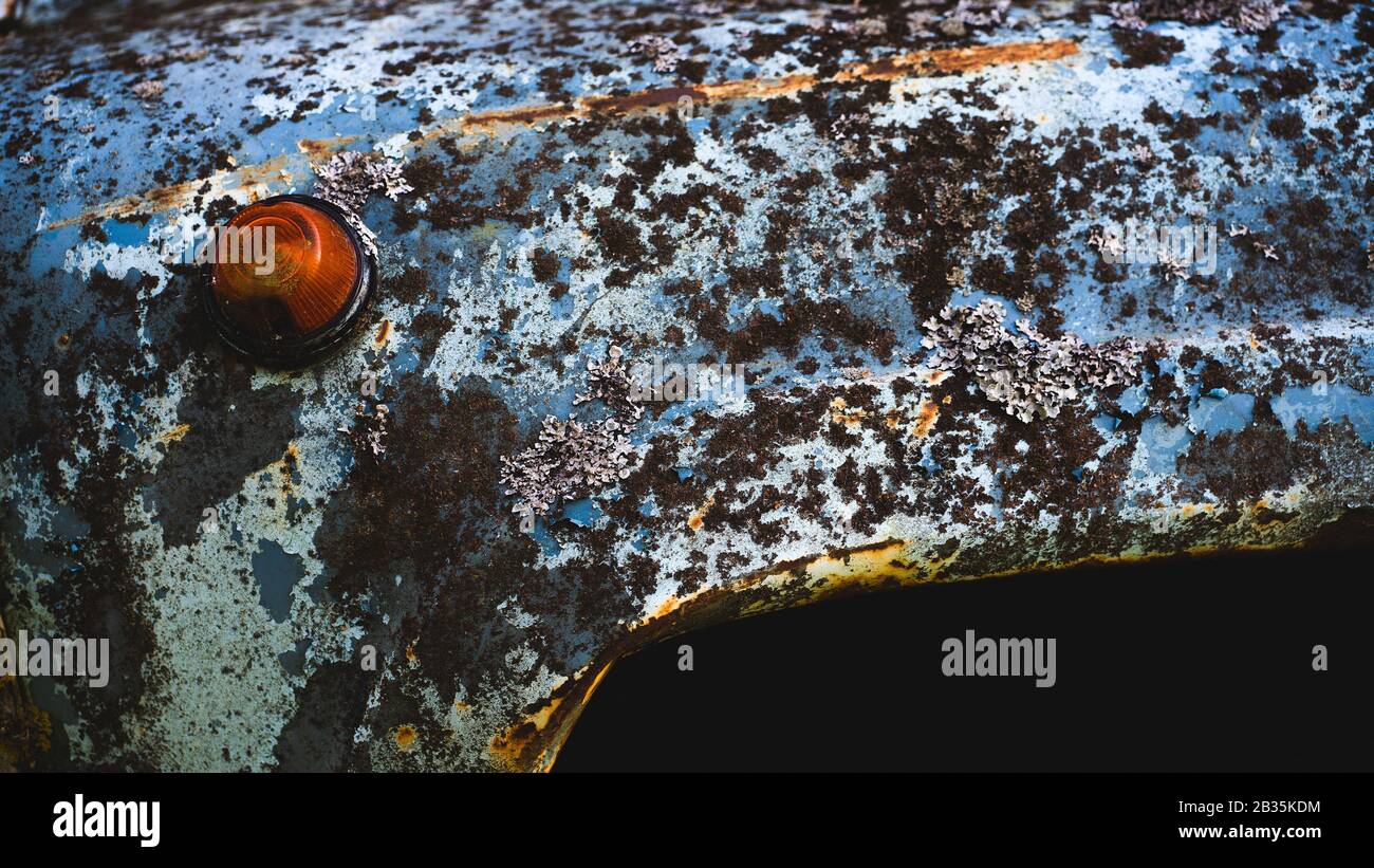 Truck wing with moss and rust Stock Photo - Alamy
