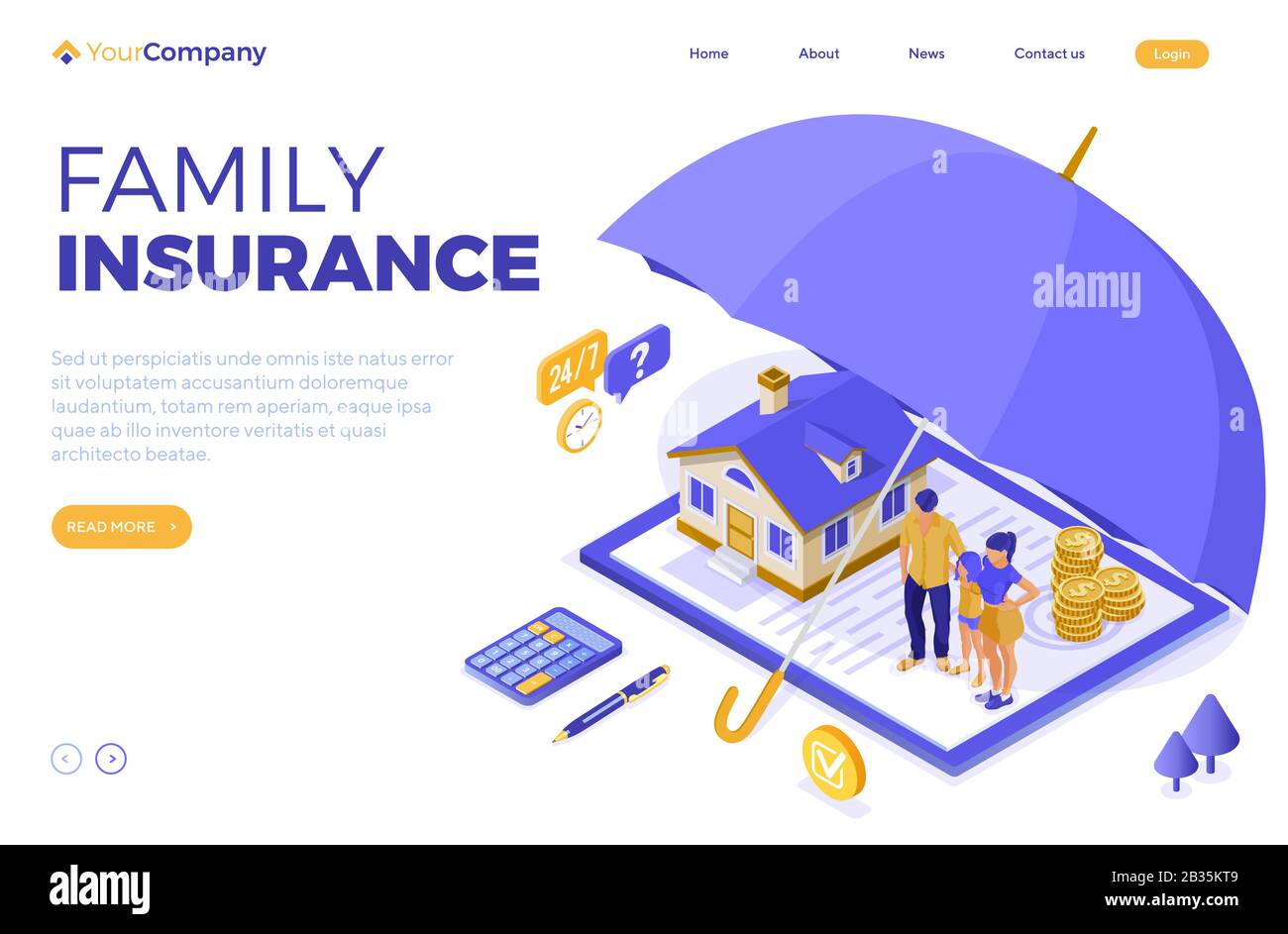 Family Home Insurance Isometric Stock Vector Image & Art - Alamy