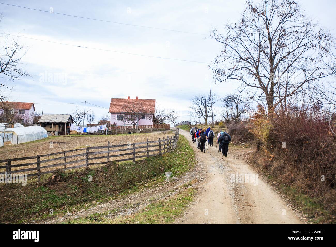 Hiking, Travel, Healthy Lifestyle. Group of active people with backpack ...