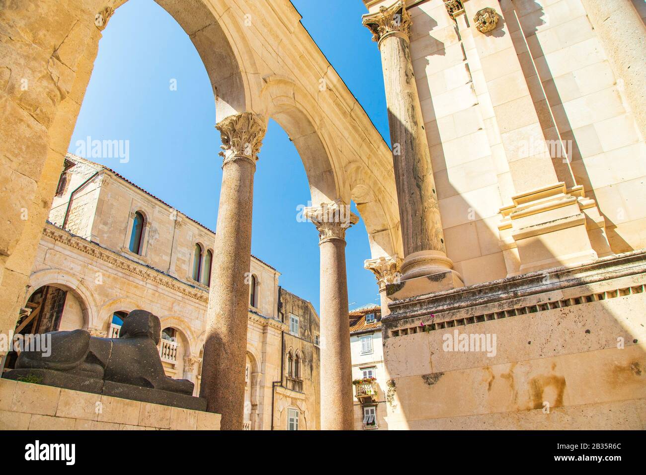 Croatia, city of Split, peristyle inside Diocletian Palace in the old ...