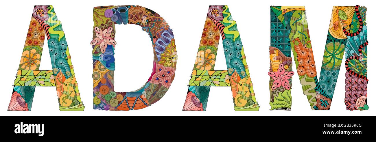 Male name Adam. Vector decorative zentangle object Stock Vector Image ...