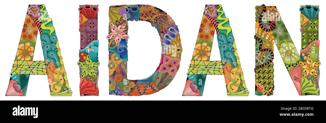 Male name Aidan. Vector decorative zentangle object Stock Vector Image ...