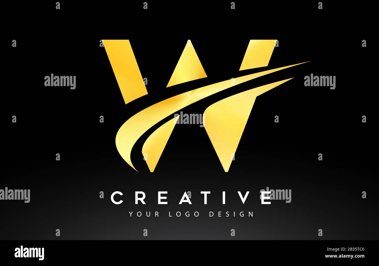 Creative W Letter Logo Design with Swoosh Icon Vector Illustration ...