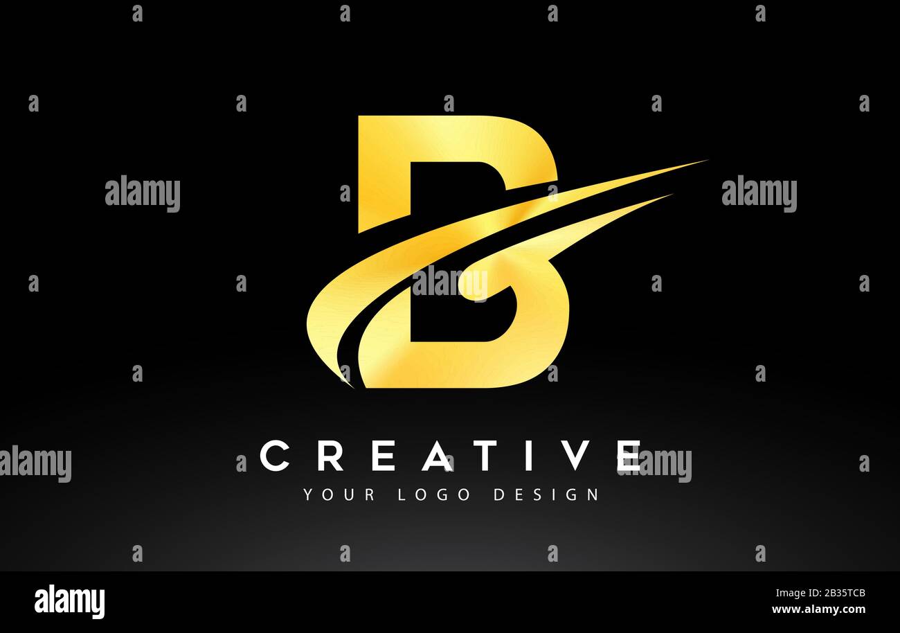 Creative B Letter Logo Design with Brush Swoosh Icon Vector ...