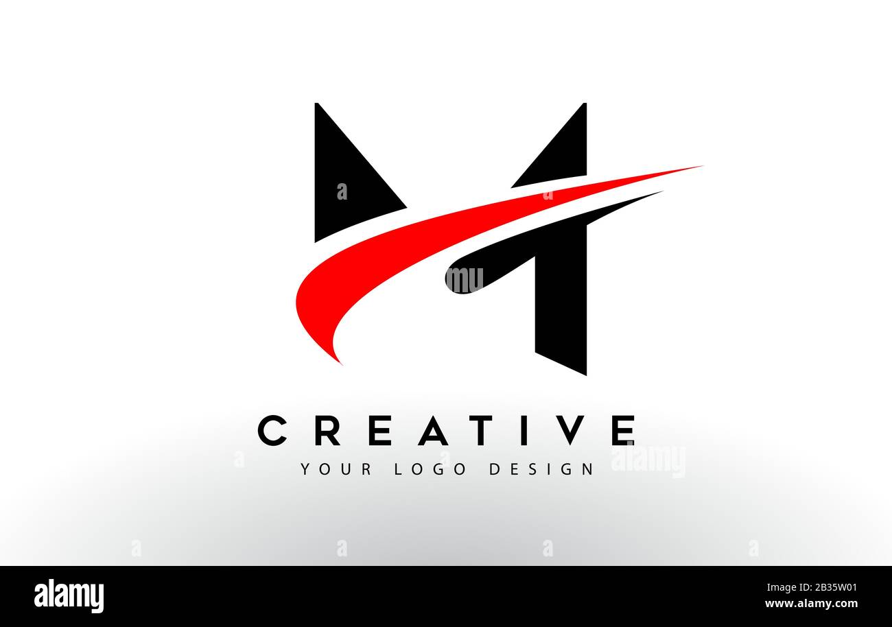 Black And Red Creative M Letter Logo Design with Swoosh Icon Vector ...