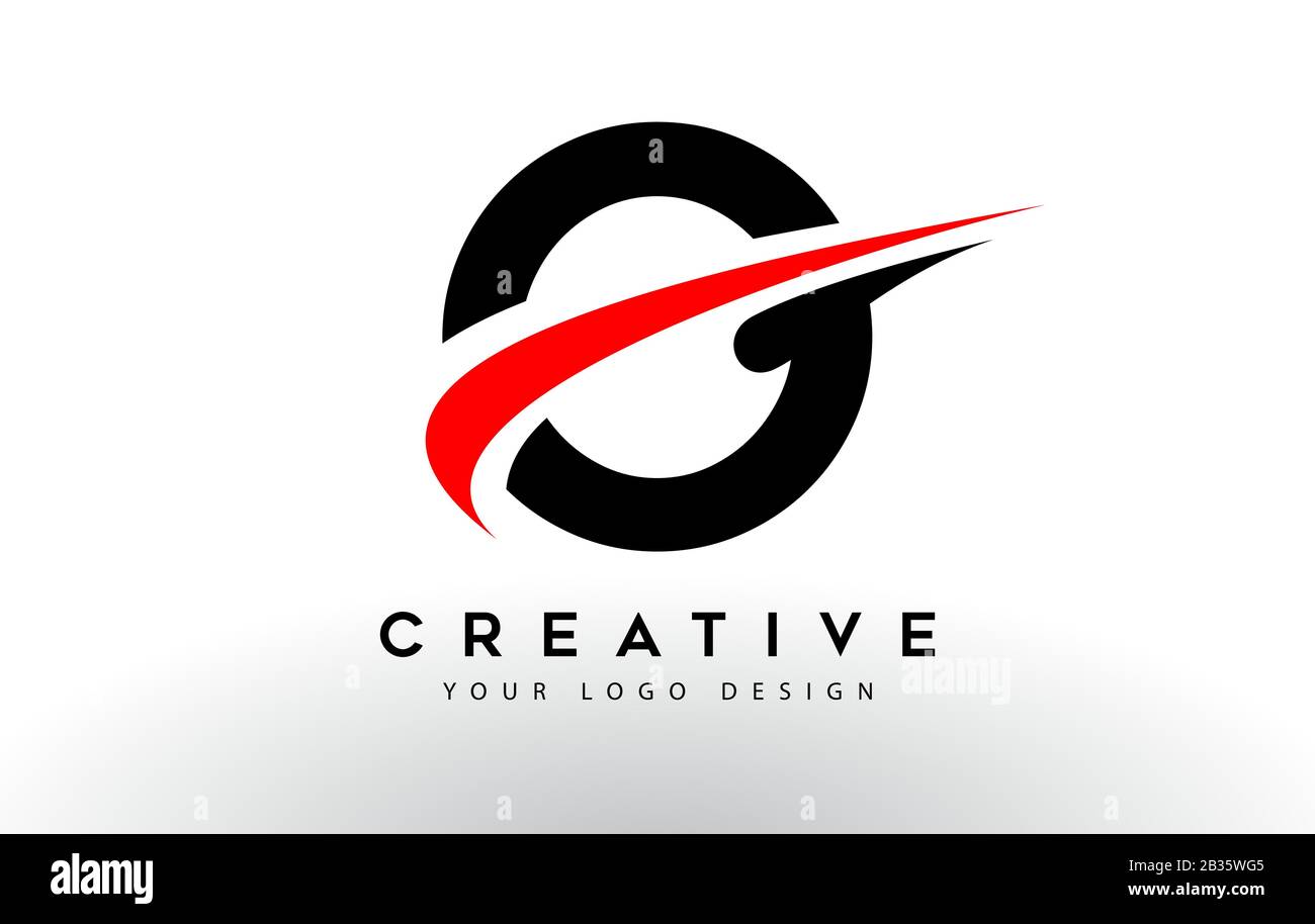 Black And Red Creative O Letter Logo Design with Swoosh Icon Vector ...