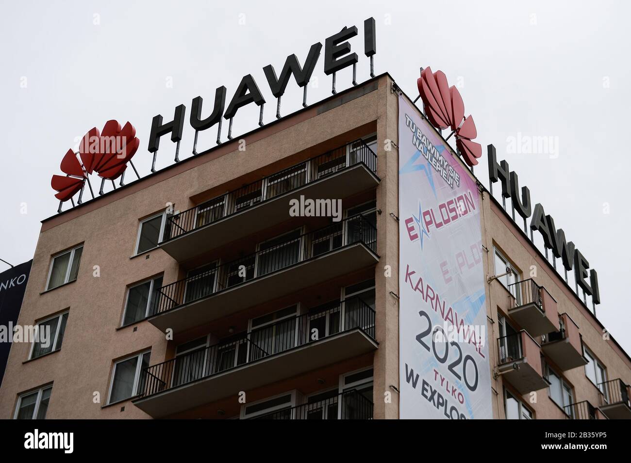 Warsaw, Poland. 3rd Mar, 2020. Chinese telecommunications brand Huawei ...