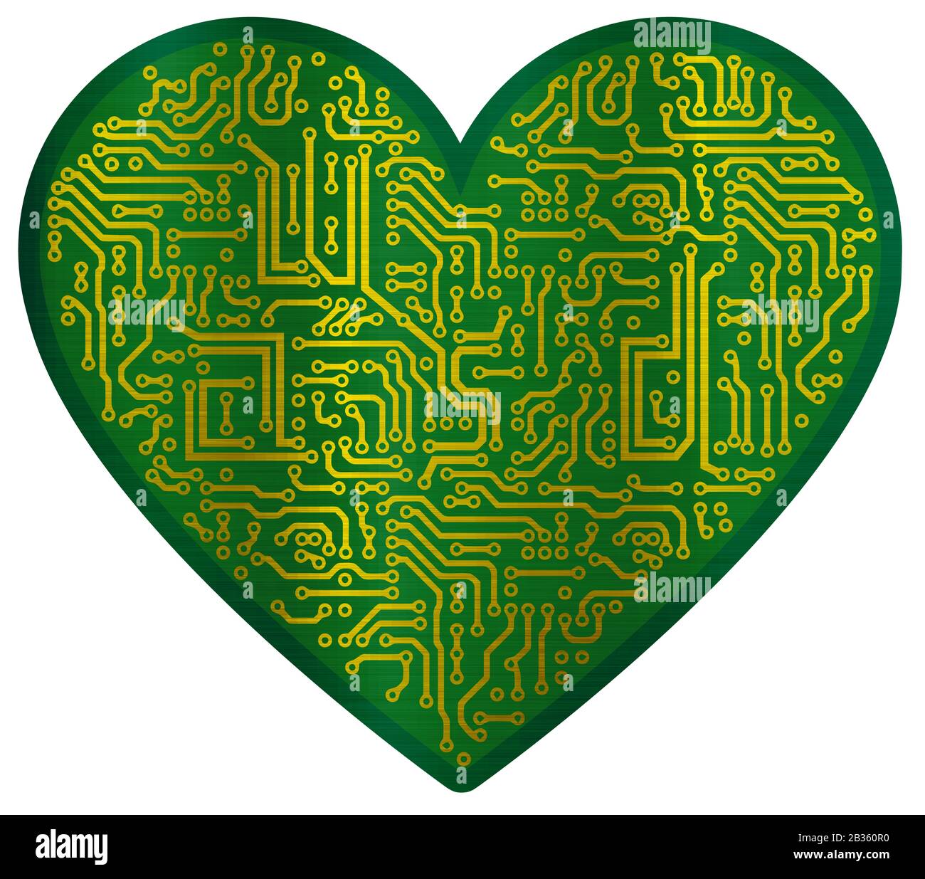 tech circuity electronic heart shape connection board metallic golden ...
