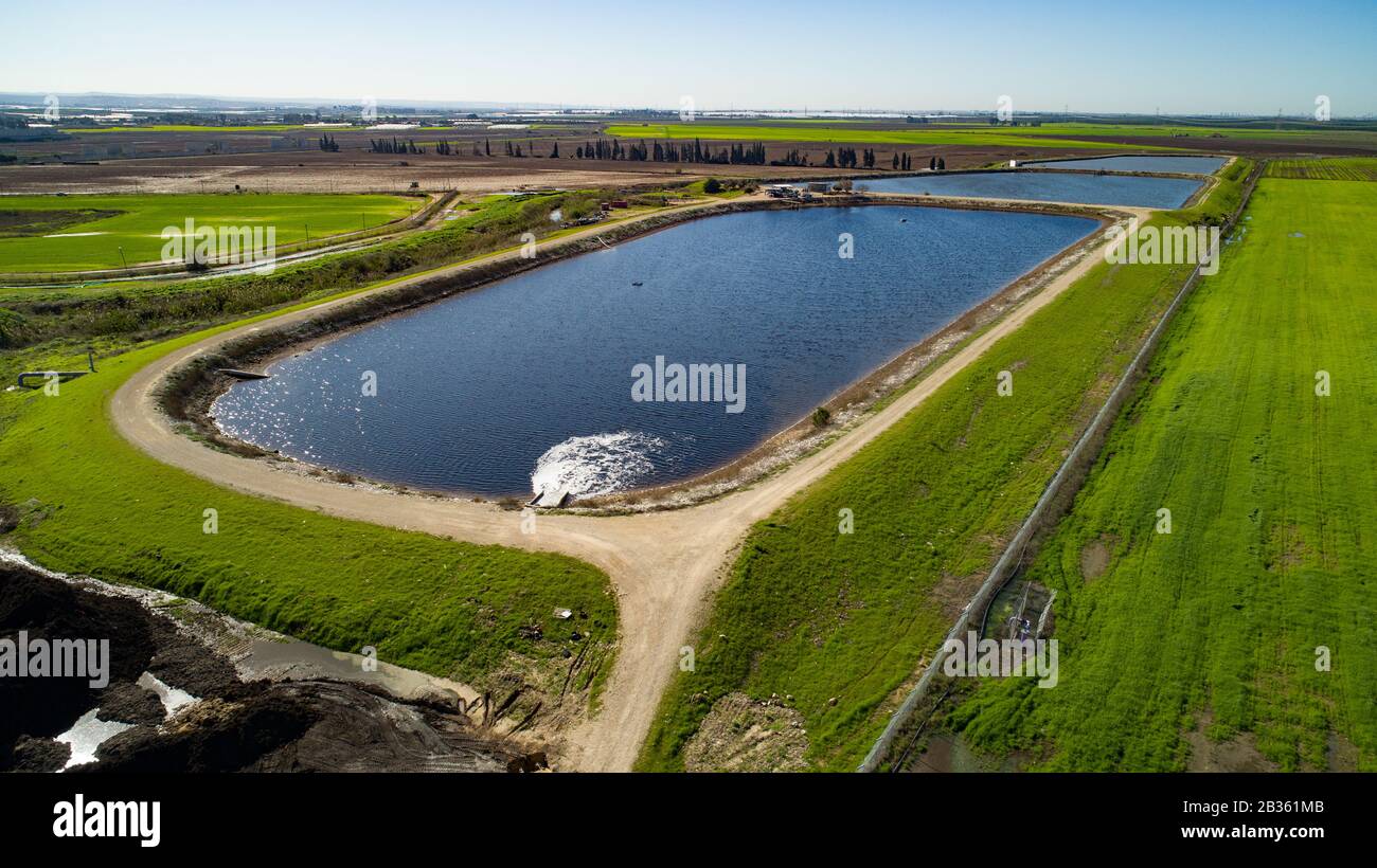 Ponds with sewage treatment plants - Israel Stock Photo - Alamy