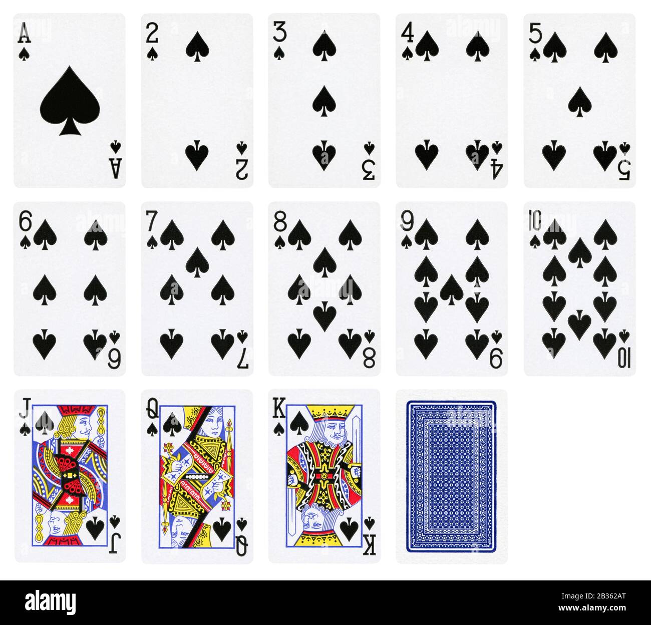 Playing cards of Spades suit, isolated on white background - High ...