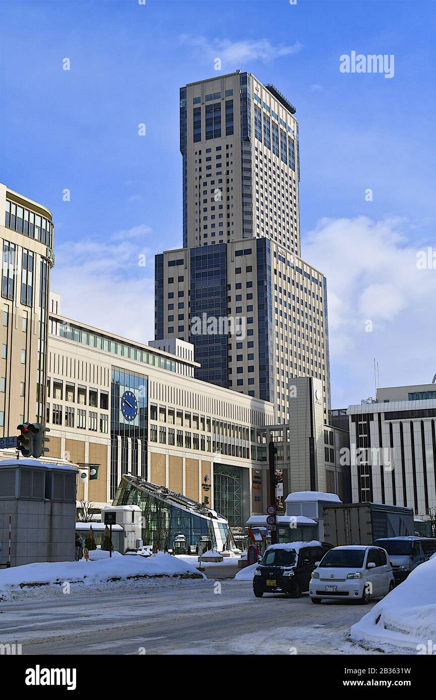 View of Sapporo Central Train Station JR tower Sapporo Hokkaido Japan ...