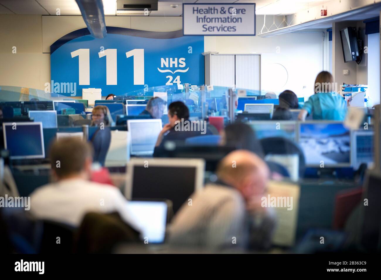 The NHS 24 contact centre at the Golden Jubilee National Hospital in ...
