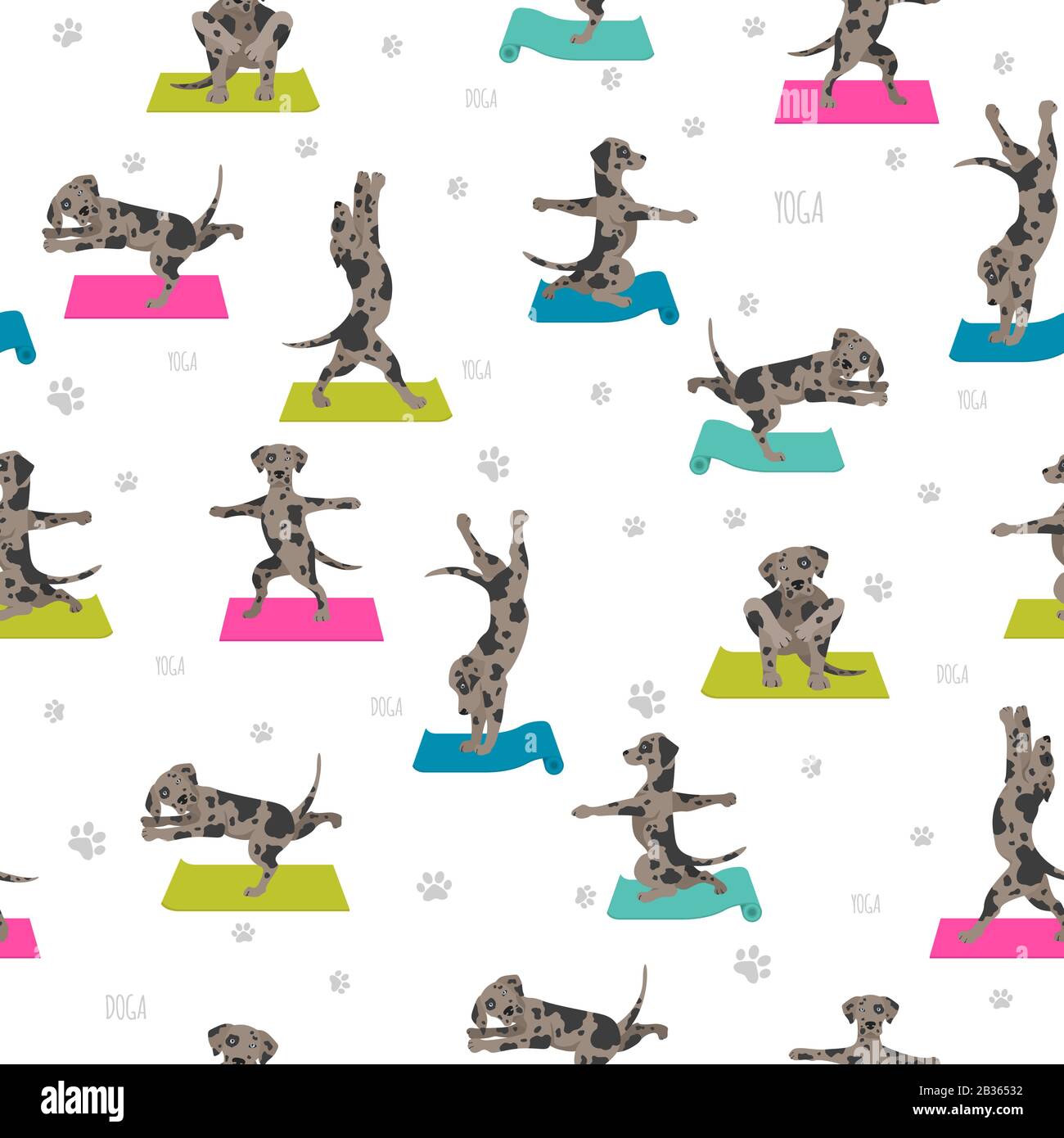 Yoga dogs poses and exercises poster design. Catahoula leopard dog ...