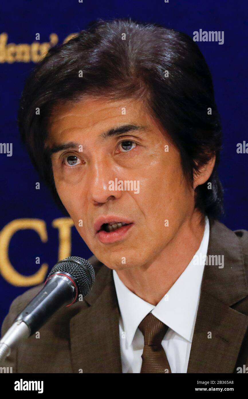 March 4, 2020, Tokyo, Japan: Japanese actor Koichi Sato speaks during a ...
