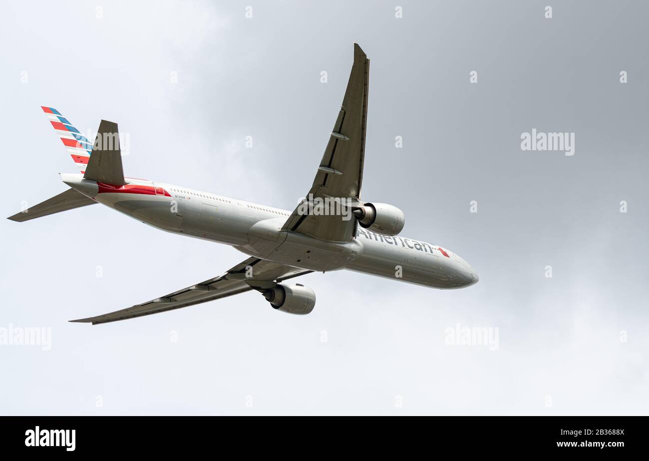 Heathrow, United Kingdom - August 03 2019: American Airlines Boeing 777 ...