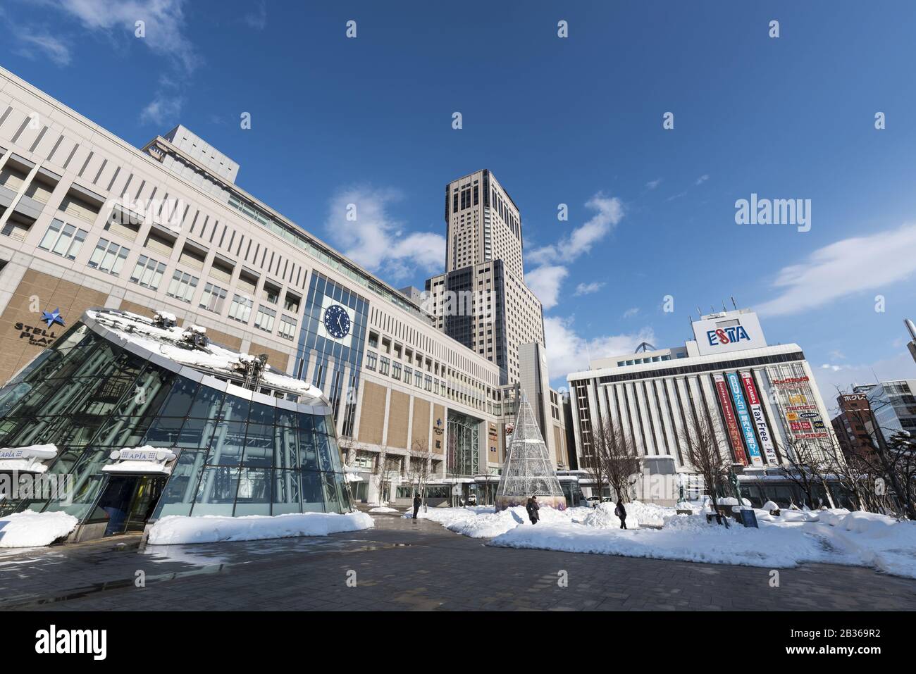 JR Tower and Sapporo Station in winter Sapporo Hokkaido Japan Stock ...