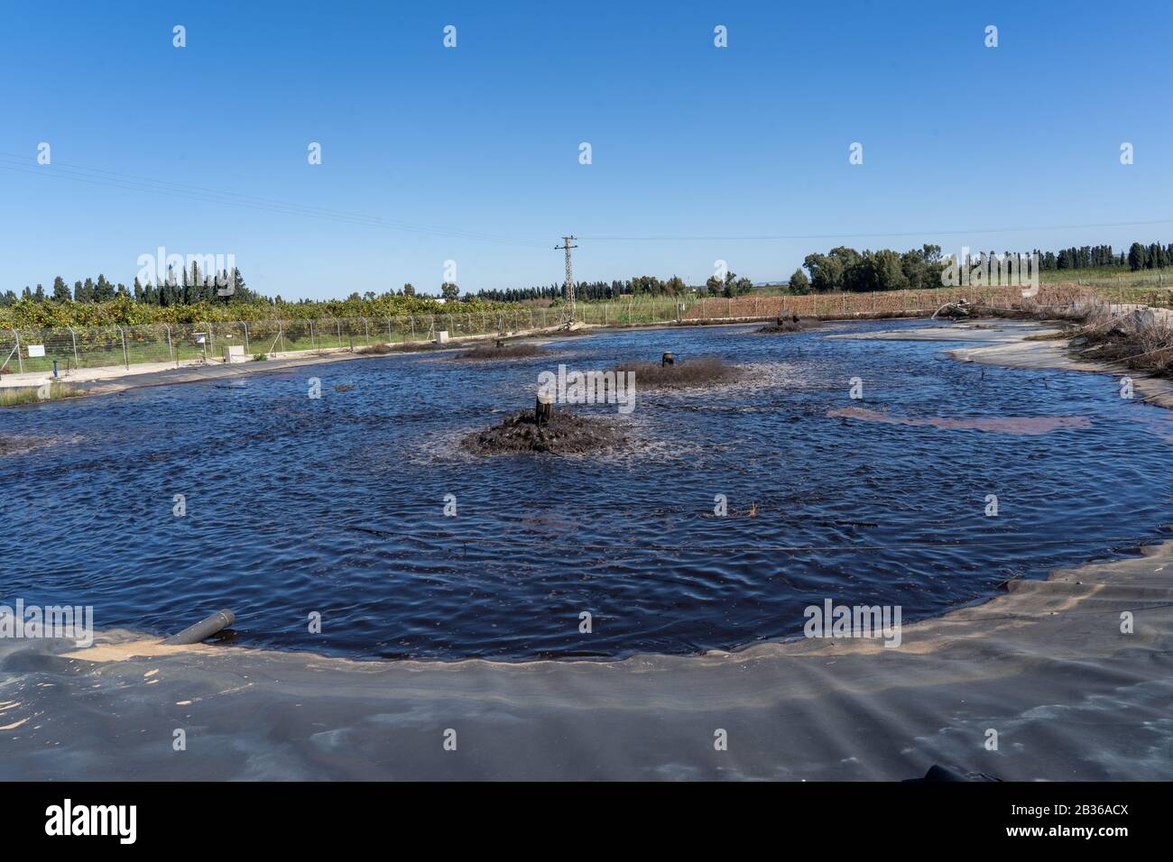 Ponds with sewage treatment plants - Israel Stock Photo - Alamy