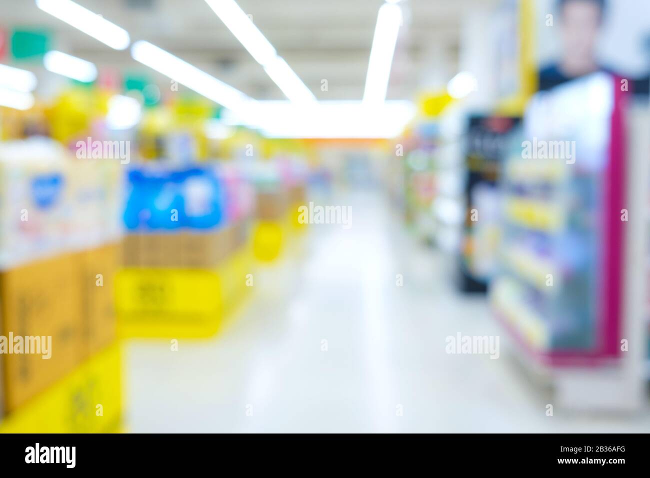 Abstract blurred bokeh shelf supermarket modern trade, Business ...