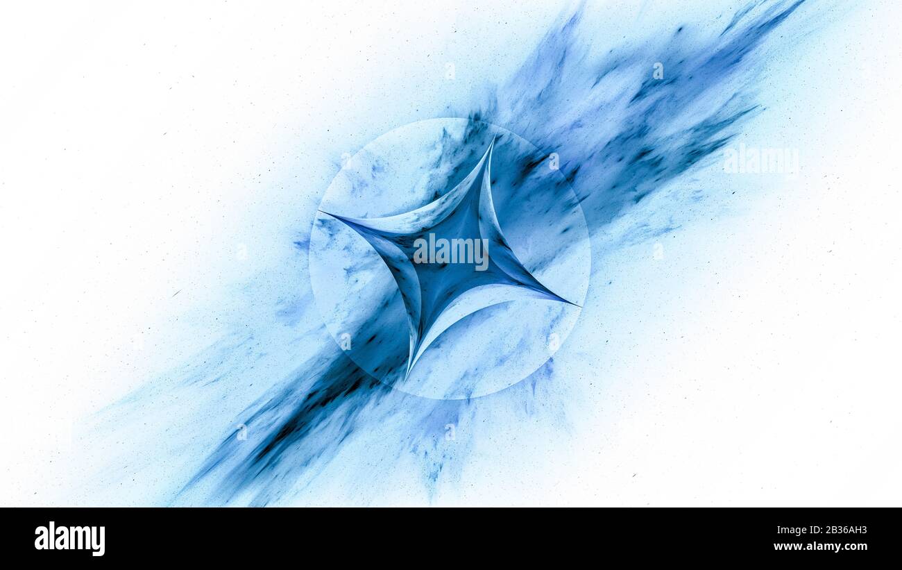 Blue negative star emblem with particles, computer generated abstract ...