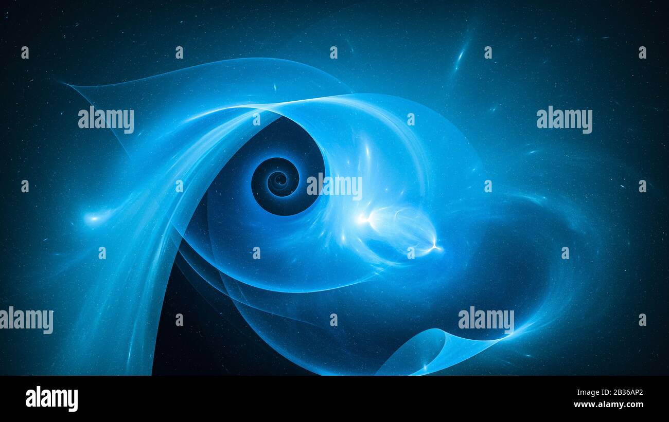 Blue glowing space and time singularity, computer generated abstract ...