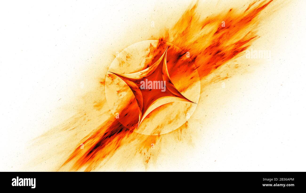 Fiery star emblem with particles, computer generated abstract ...