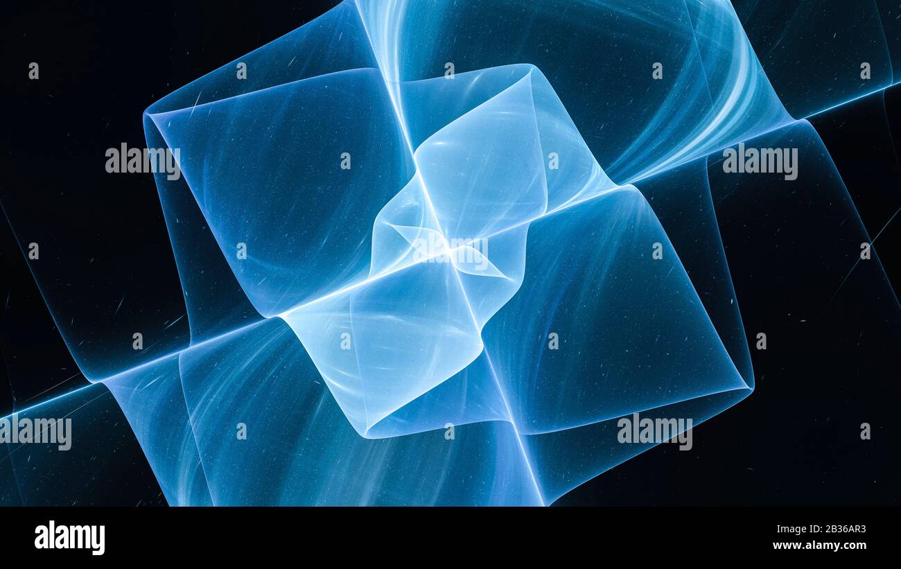 Blue glowing quantum, computer generated abstract background, 3D ...