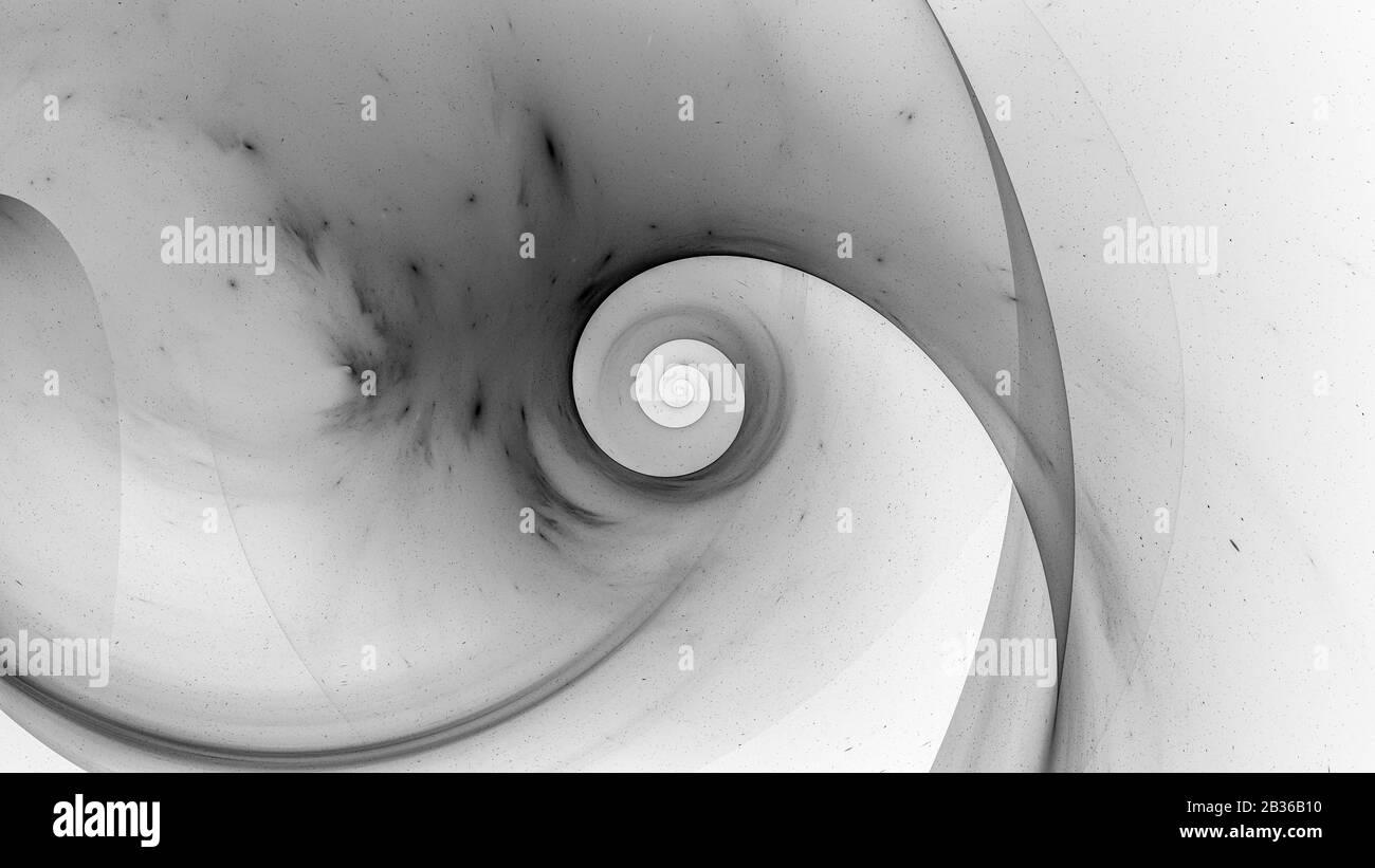 Negative singularity in space, computer generated black and white ...