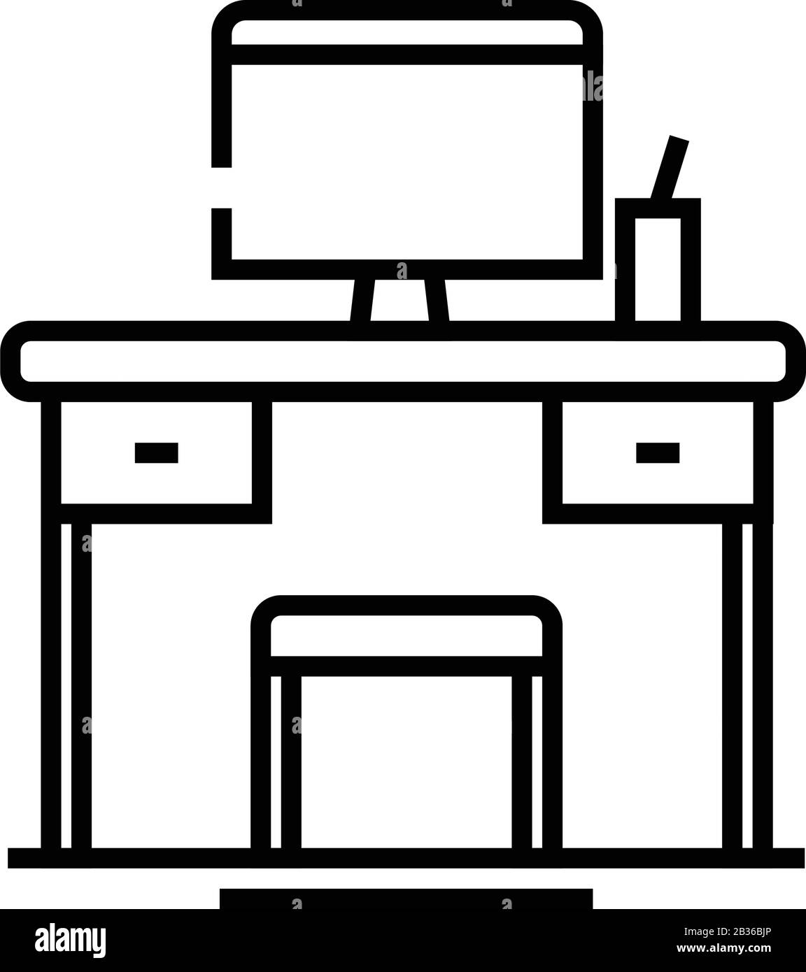 Work table line icon, concept sign, outline vector illustration, linear ...