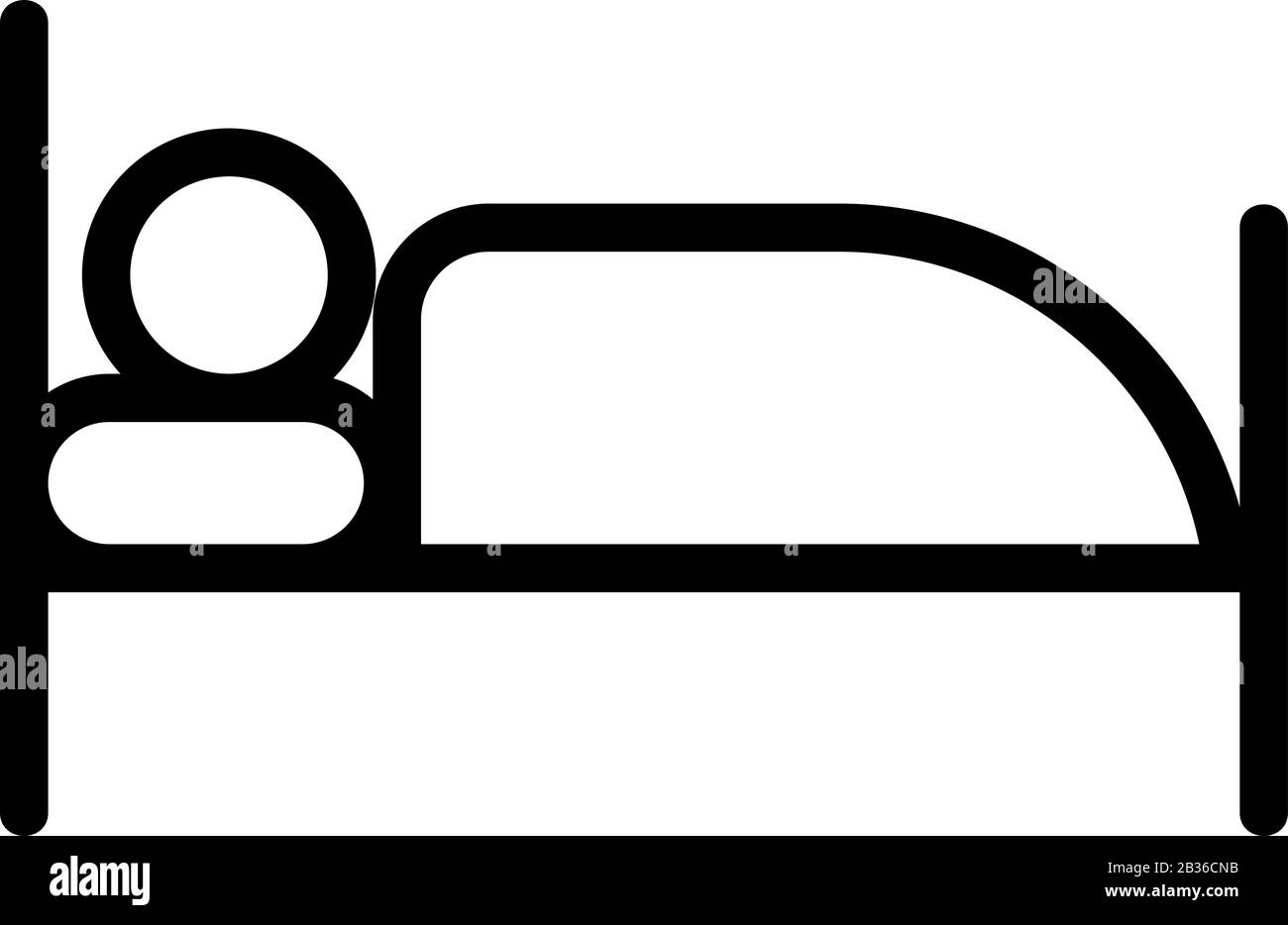 Man lies on the bed icon vector. Isolated contour symbol illustration ...