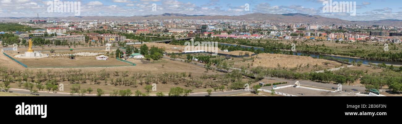 Mongolia, Ulan Bator, panoramic view of the city and the Tuul river ...