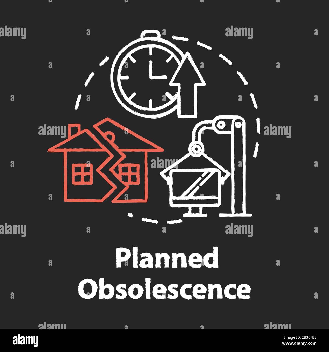 Planned obsolescence chalk RGB color concept icon. Products with ...