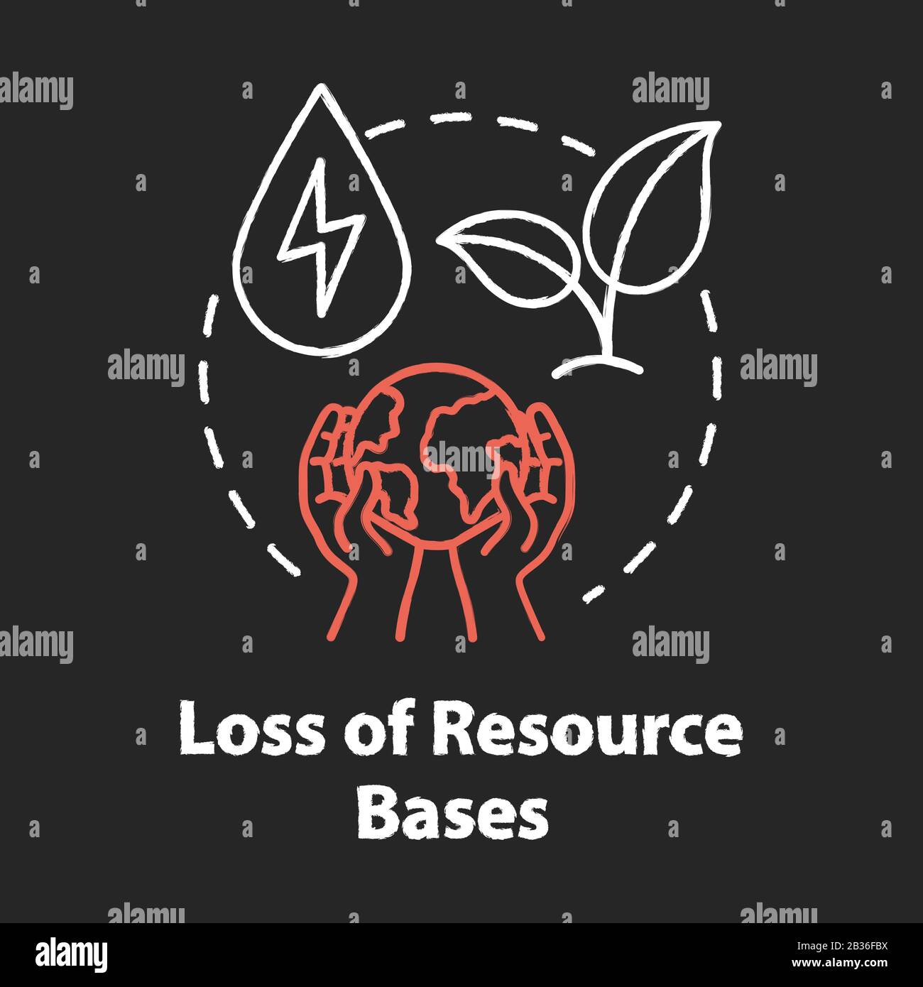 Loss of resource base chalk RGB color concept icon. Nature damage of ...