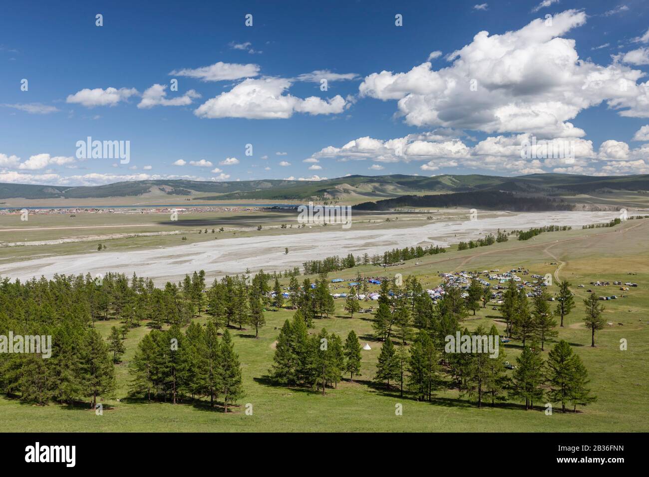 Mongolia, Khovsgol province, Khatgal, elevated view of the site where ...