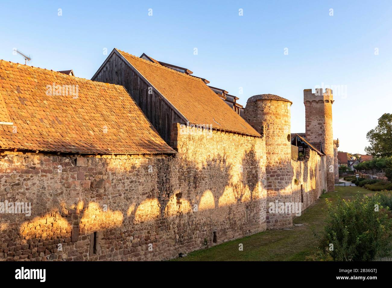 France, Bas Rhin, Obernai, Birthplace of Sainte Odile, outer city walls ...