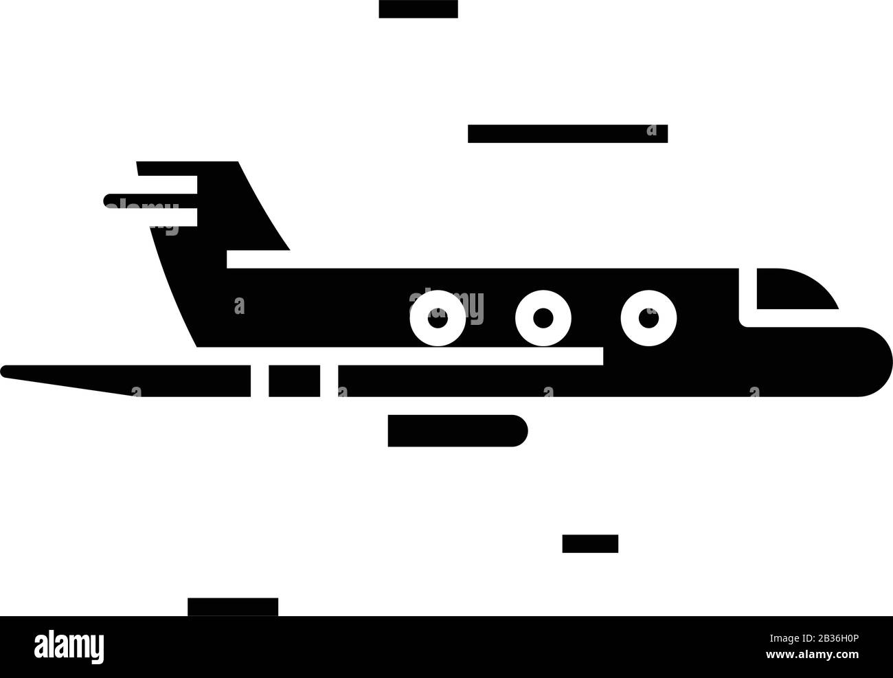 Plane journey black icon, concept illustration, vector flat symbol ...