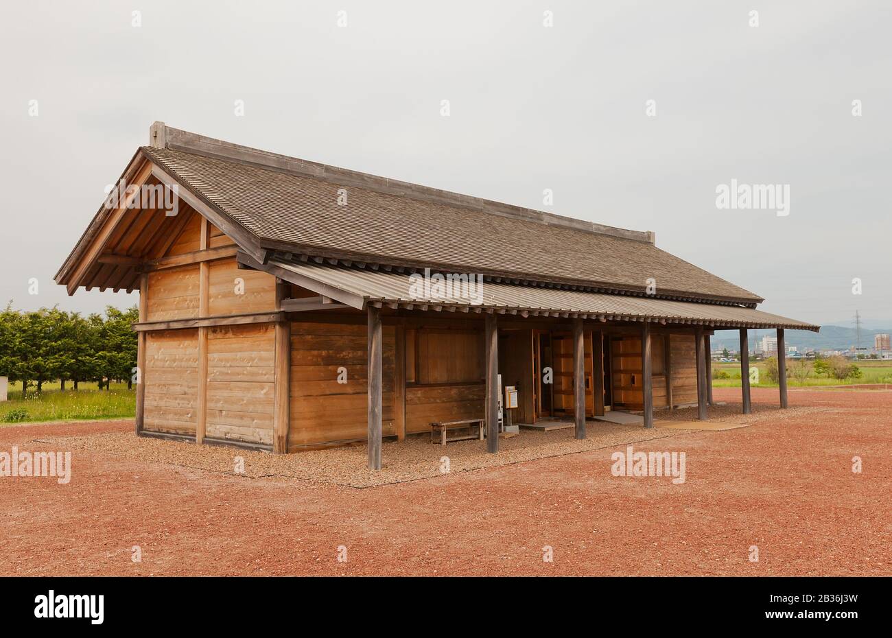 Reconstructed administrative building of Shiwa Castle in Morioka, Japan ...