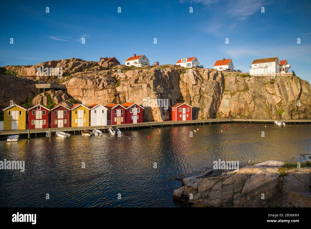 Sweden, Bohuslan, Smogen, Smogenbryggan, antique boat houses and ...