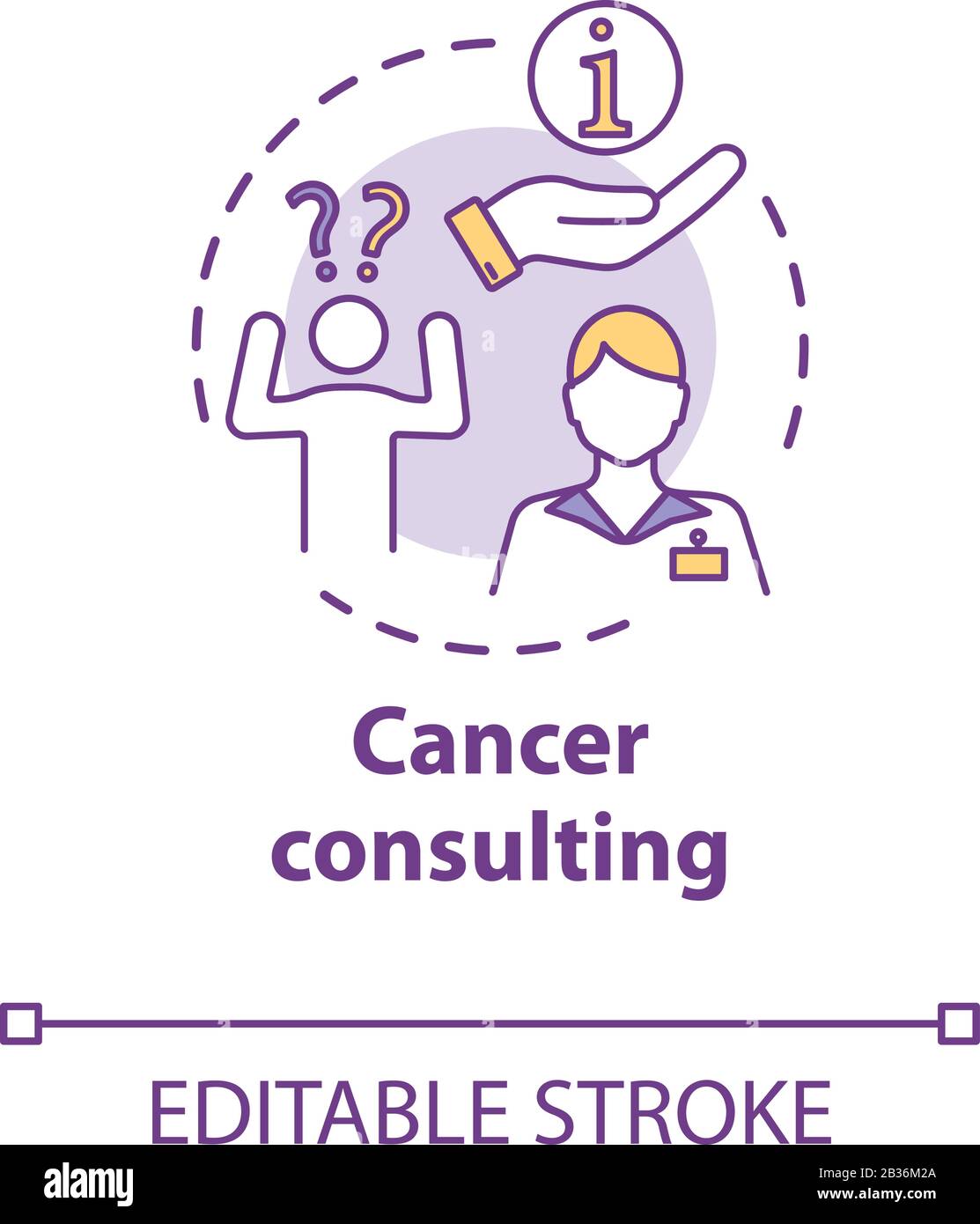 Cancer consulting concept icon. Consultant giving information in health ...