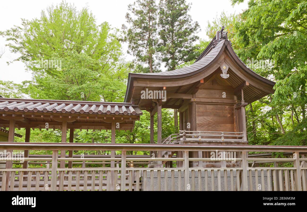 Main (Honden) Hall of Hachiman Akita Shinto Shrine in Akita, Japan ...
