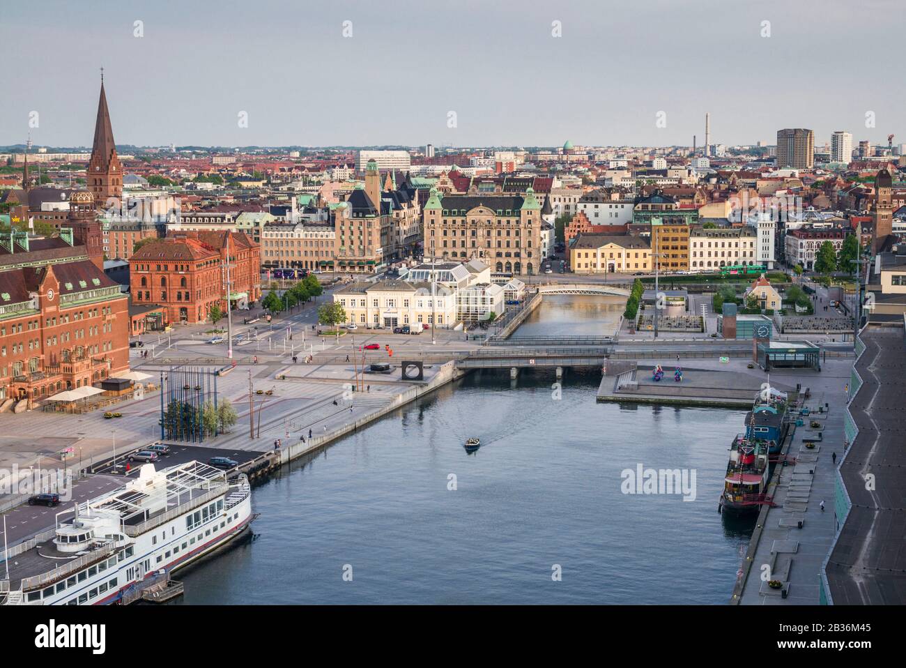 Sweden, Scania, Malmo, Inre Hamnen inner harbor, high angle view Stock ...